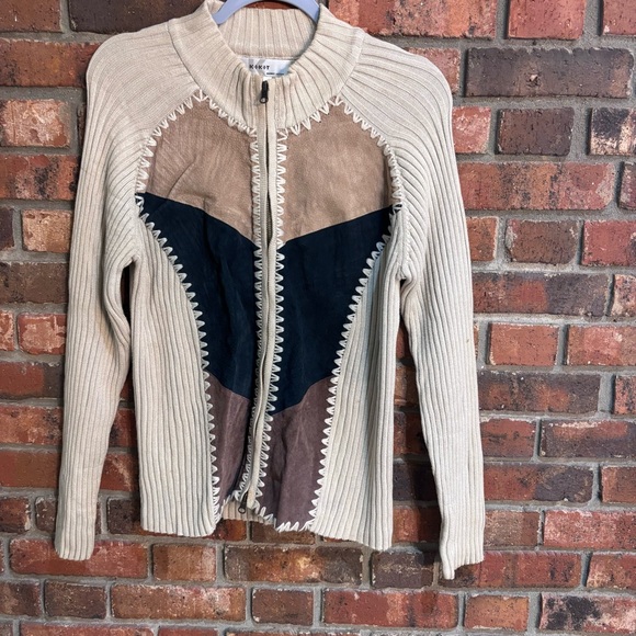 Sweaters | Kikit Womens Vintage Leather Patches Ribbed Knit Y2k ...